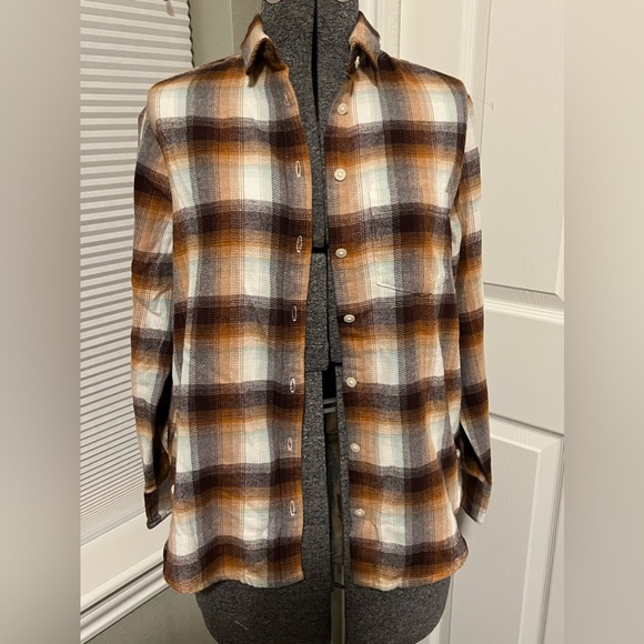 Madewell | Tops | Flannel Sidebutton Oversized Exboyfriend Shirt In ...